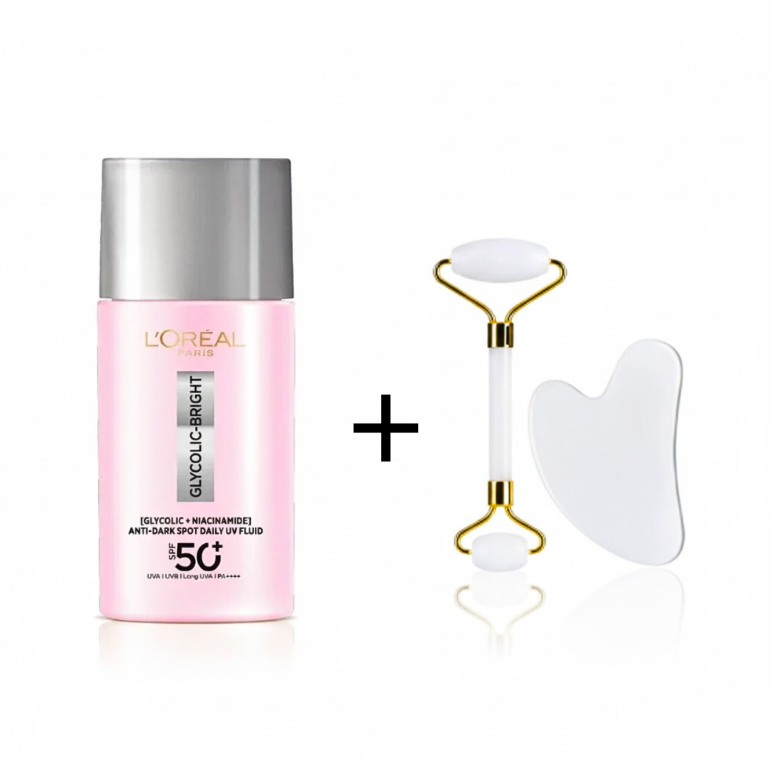 L'oreal Glycolic Bright UV spf50+ 50ml+Coffret Guasha Pack | Urban Drug ...